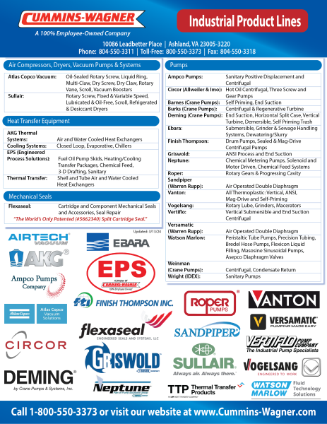 Product Line Cards | Cummins-Wagner | MD, PA, DE, VA, NY, NE