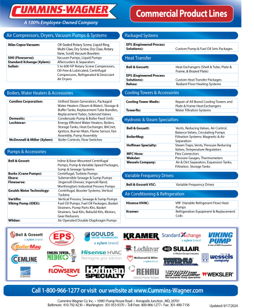 Product Line Cards | Cummins-Wagner | MD, PA, DE, VA, NY, NE